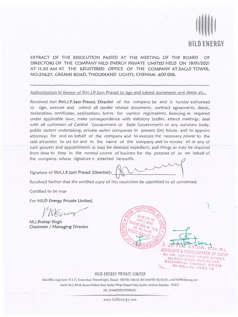 Board Resoln With Notary | PDF