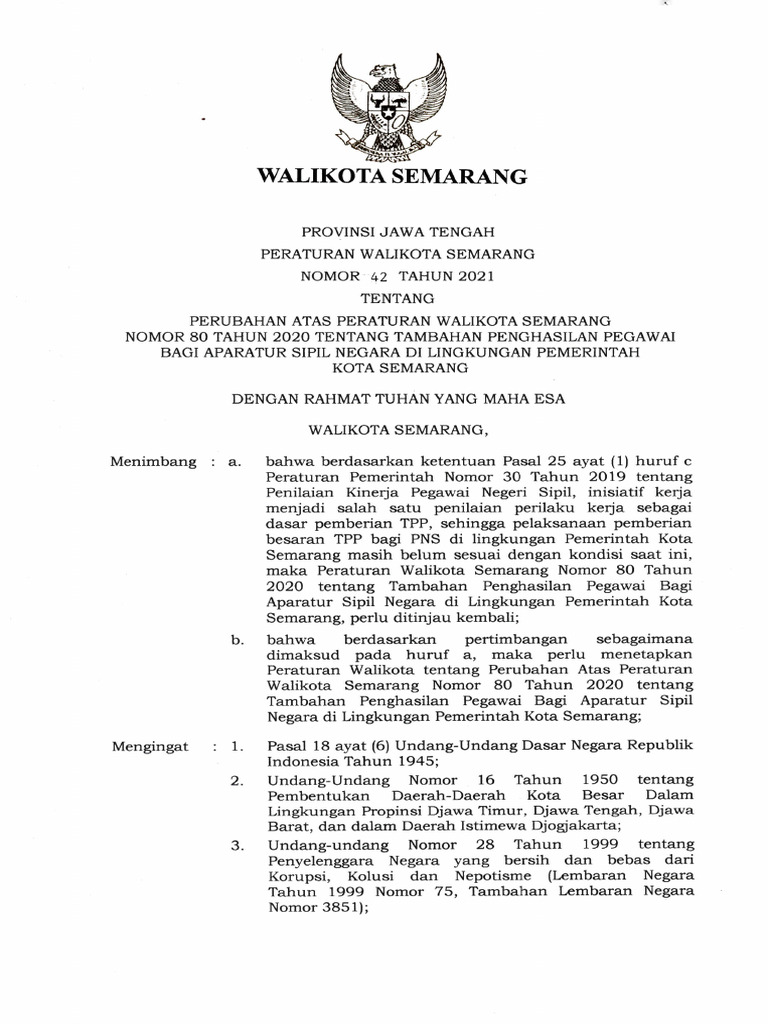 Perwal TPP Perubahan 2021 | PDF