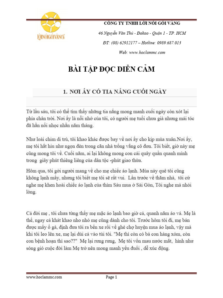 Bai Tap Doc Dien Cam | PDF