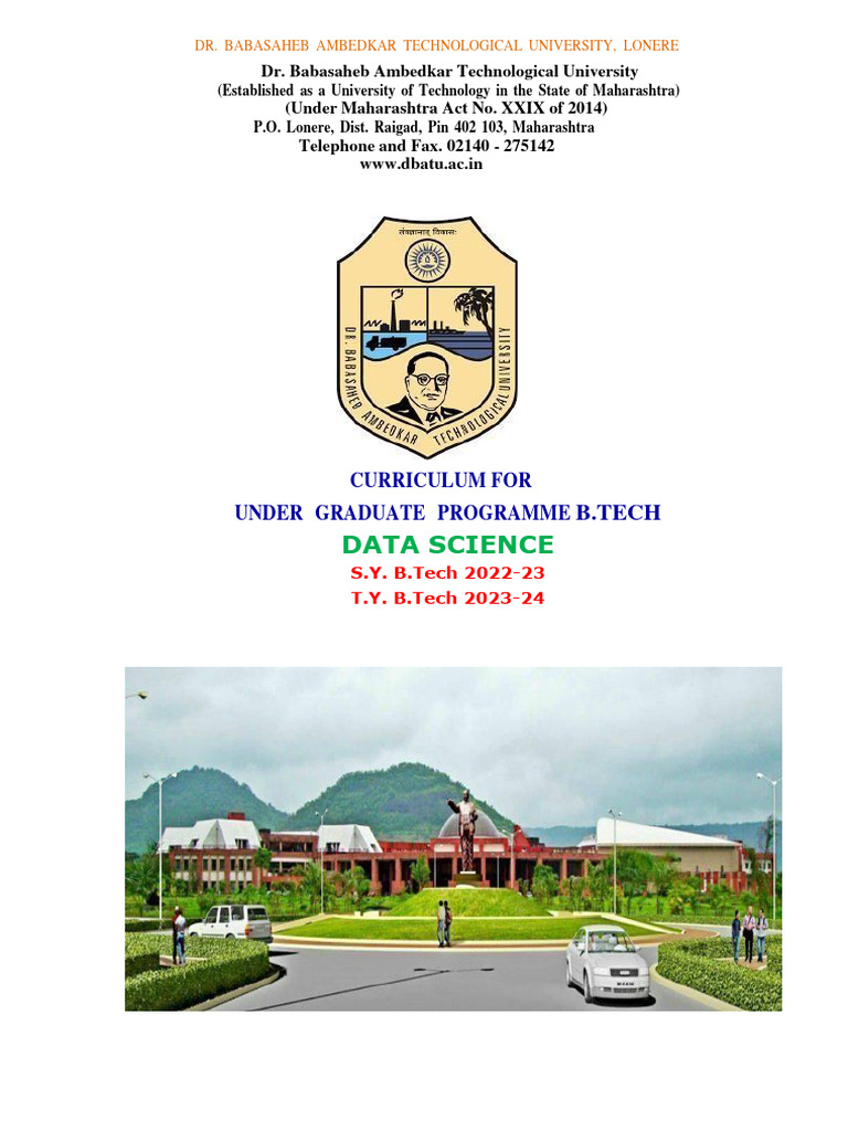 B.Tech Data Science Curriculum Guide | PDF | Academic Term | Course Credit