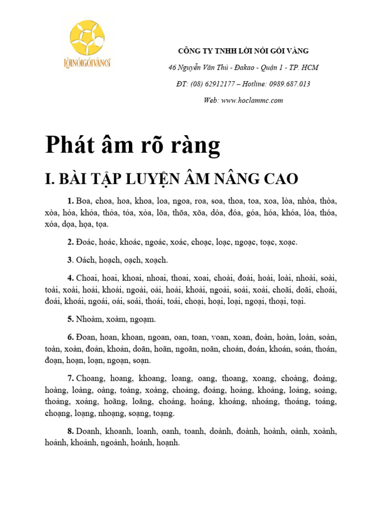 Bai Tap Phat Am Ro Rang | PDF