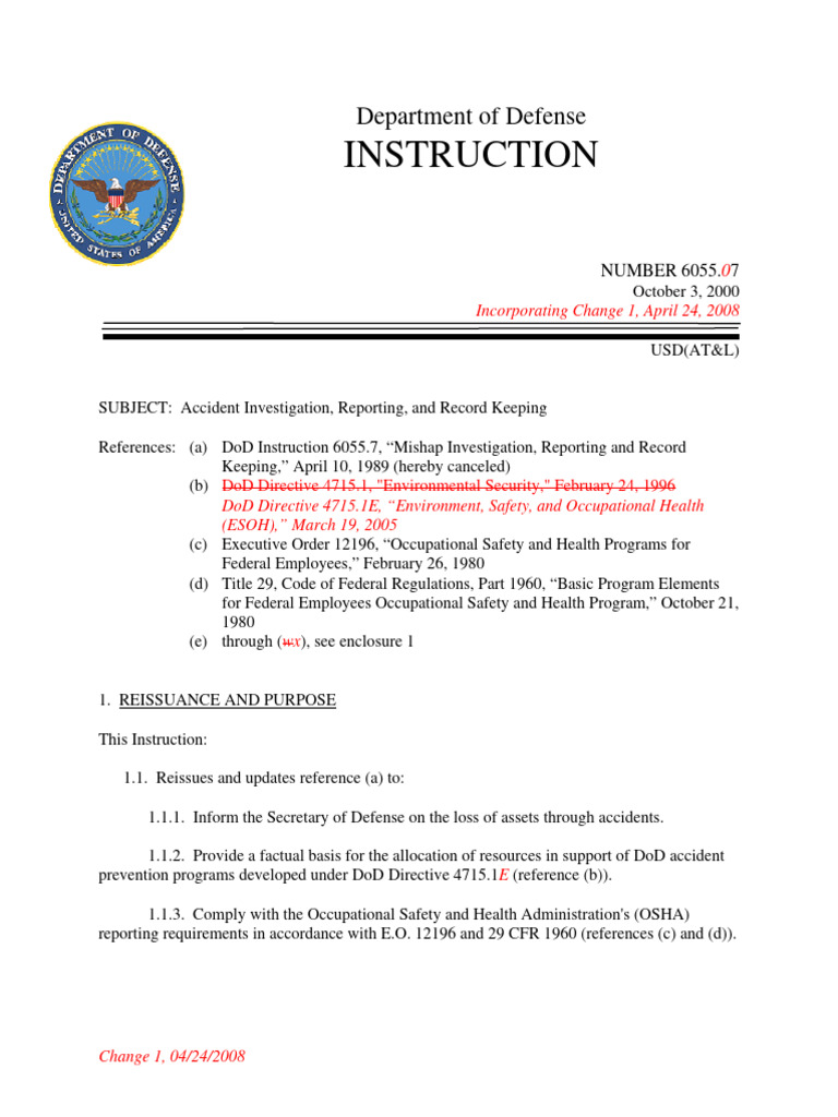 DoDI 6055.07: Accident Reporting Guidelines | PDF | Missile | United ...