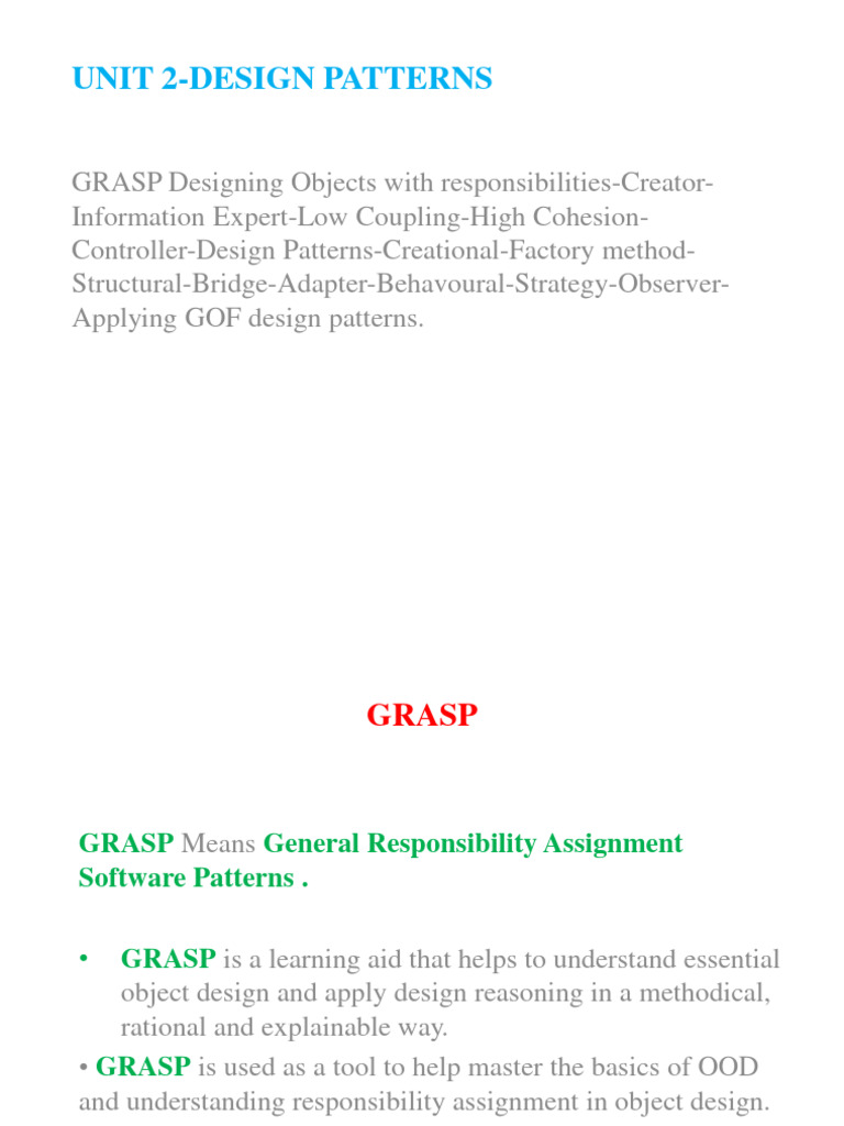 GRASP Design Patterns in OOP Principles | PDF | Class (Computer ...