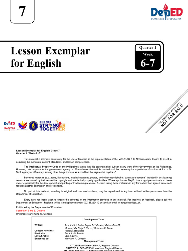 LE G7 English Q1 Wk6-7 | PDF | Poetry | Learning