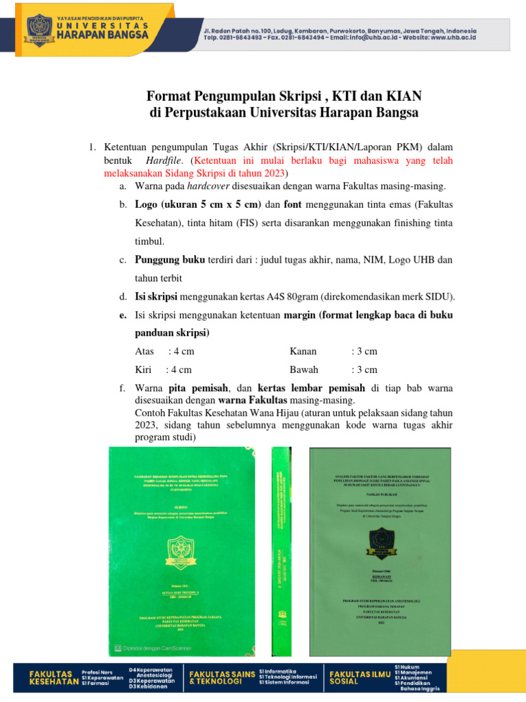 Revisi Format Pengumpulan Skripsi Perpus Uhb 2023 | PDF | Seni