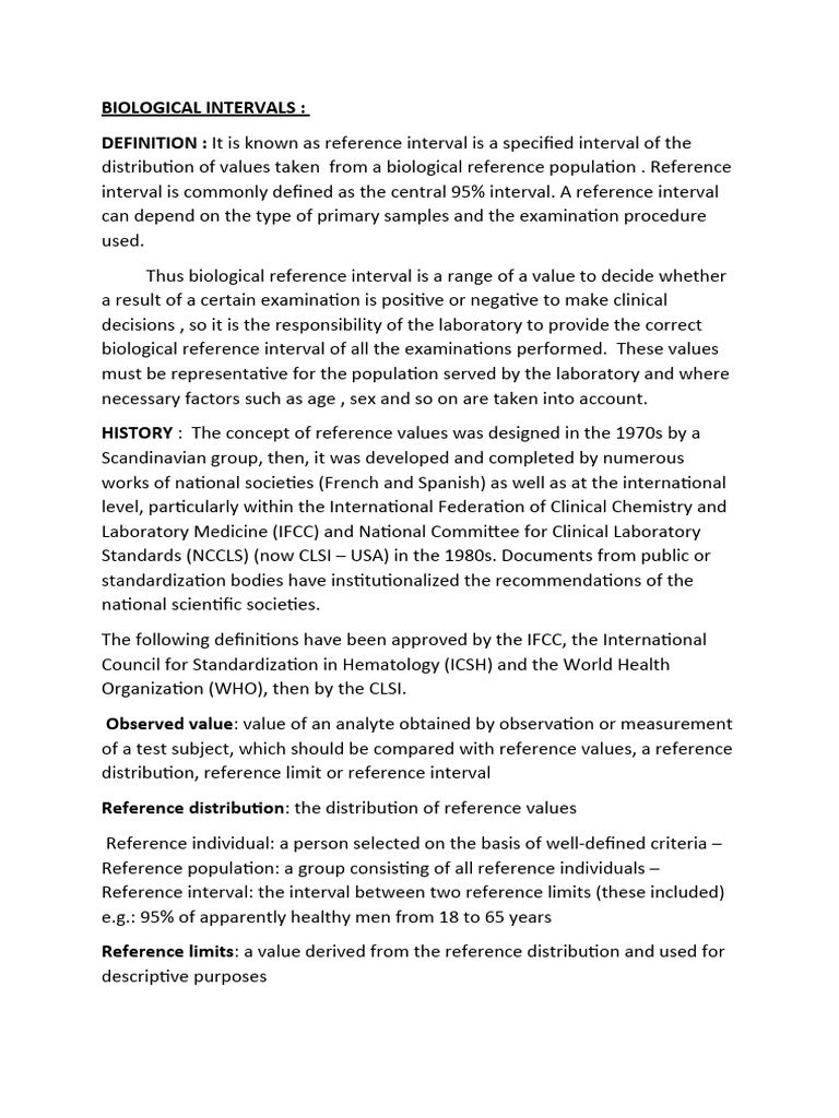 Biological Interval, 17.6.20 | PDF | Reference Range | Medical Specialties
