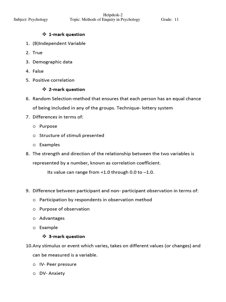 Psy CH2 Helpdesk | PDF | Psychology | Survey Methodology