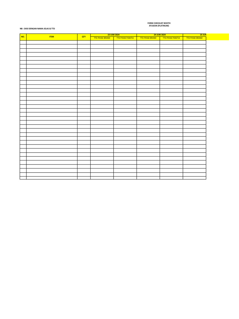 Booth Form Checklist for June 2024 | PDF