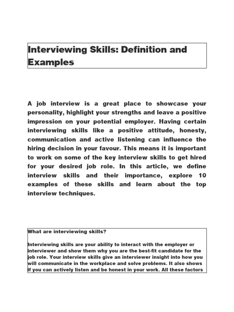 Interviewing Skills | PDF | Nonverbal Communication | Body Language
