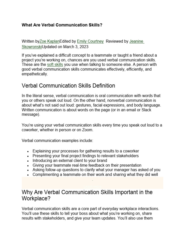 Basics of Verbal Communication | PDF | Communication | Linguistics