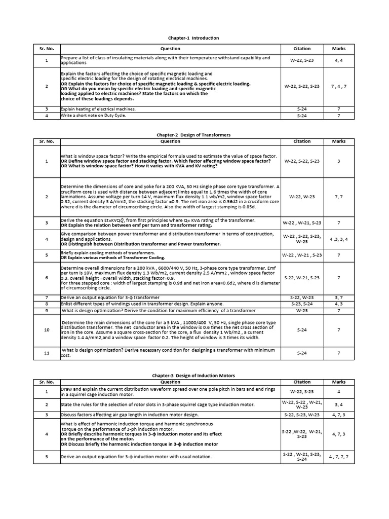 Ac Machine Design-3170909-30+ Important Questions | PDF | Electric Motor | Transformer