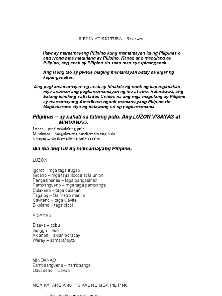 Sibika at Kultura | PDF