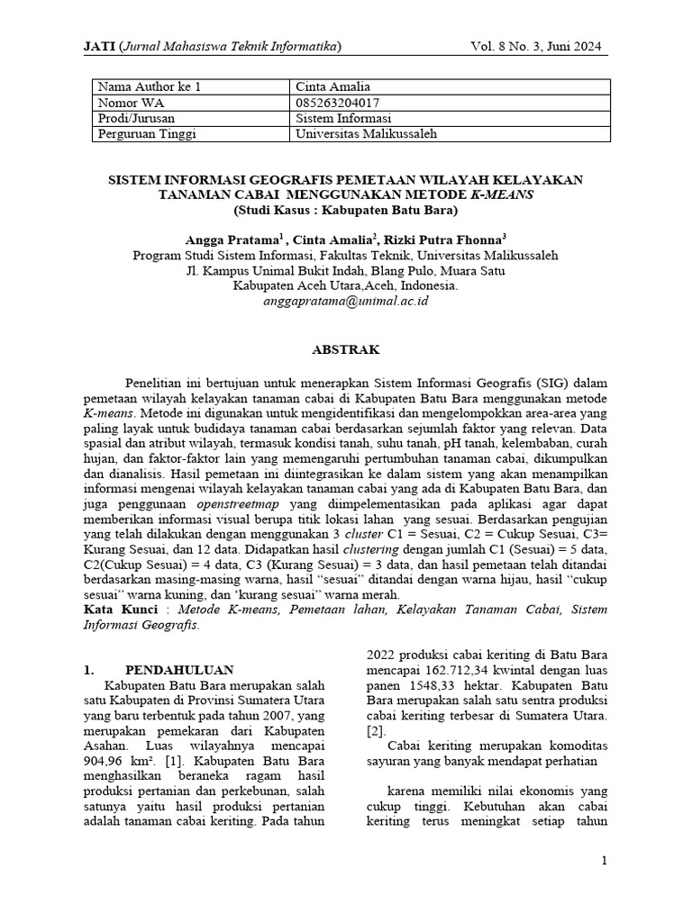 Pemetaan Kelayakan Tanaman Cabai | PDF