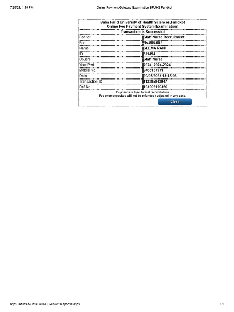 Seema Rani Fee | PDF