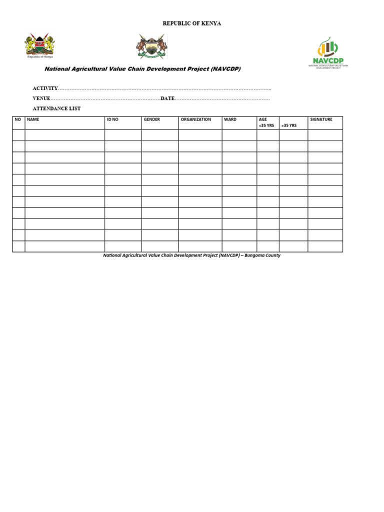 NAVCDP Bungoma County Attendance List | PDF | Business | Computers
