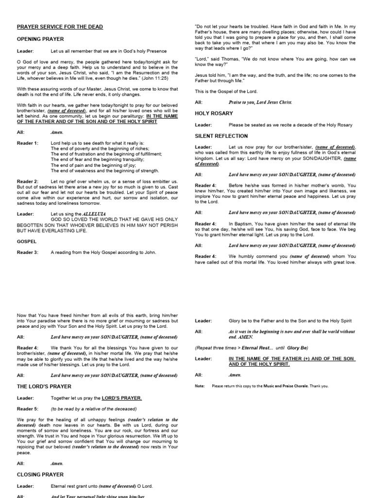 Prayer Service For The Dead | PDF | Eternal Life (Christianity) | Jesus