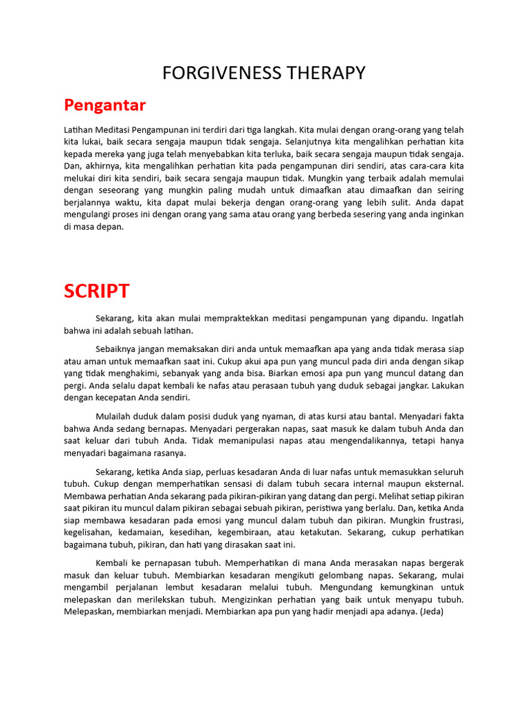 Script Forgiveness Therapy | PDF