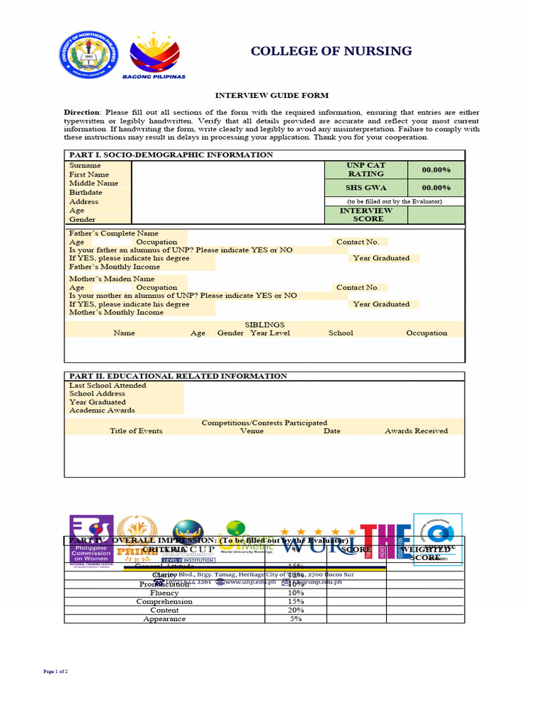 BSN Interview Guide Form 2024 | PDF