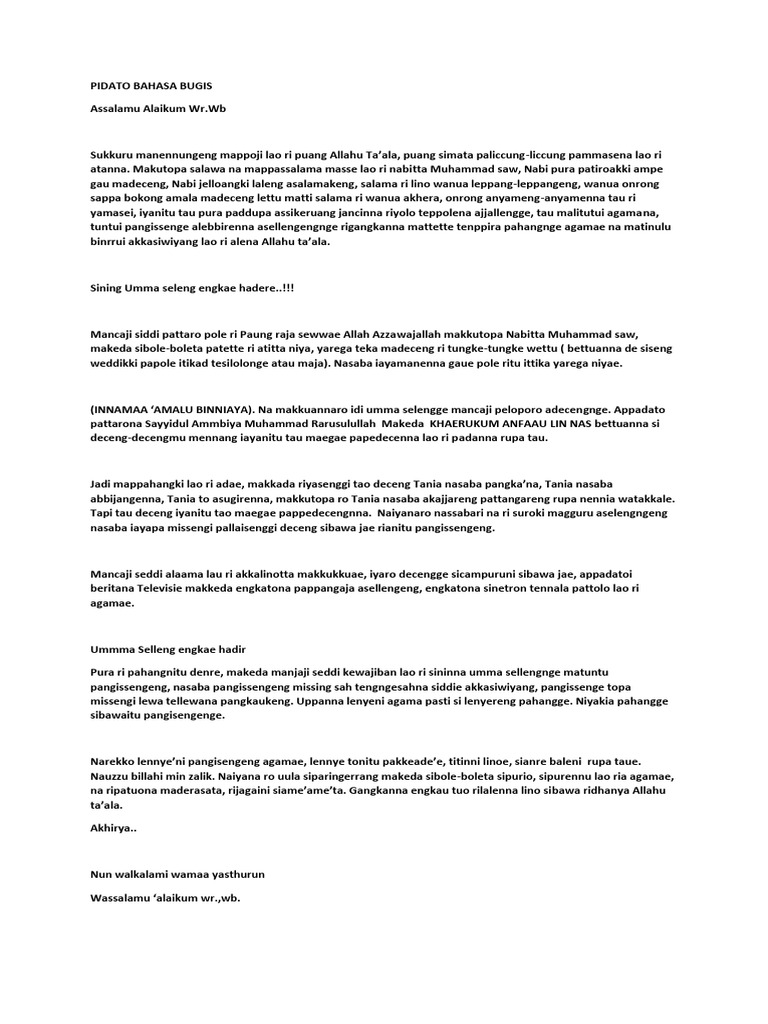 Pidato Bahasa Bugis | PDF | Seni