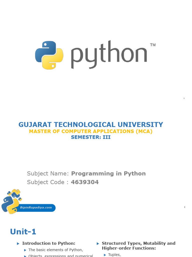 Python Unit 1 | PDF | Python (Programming Language) | Integer (Computer ... Python Unit 1 | PDF | Python (Programming Language) | Integer (Computer ...