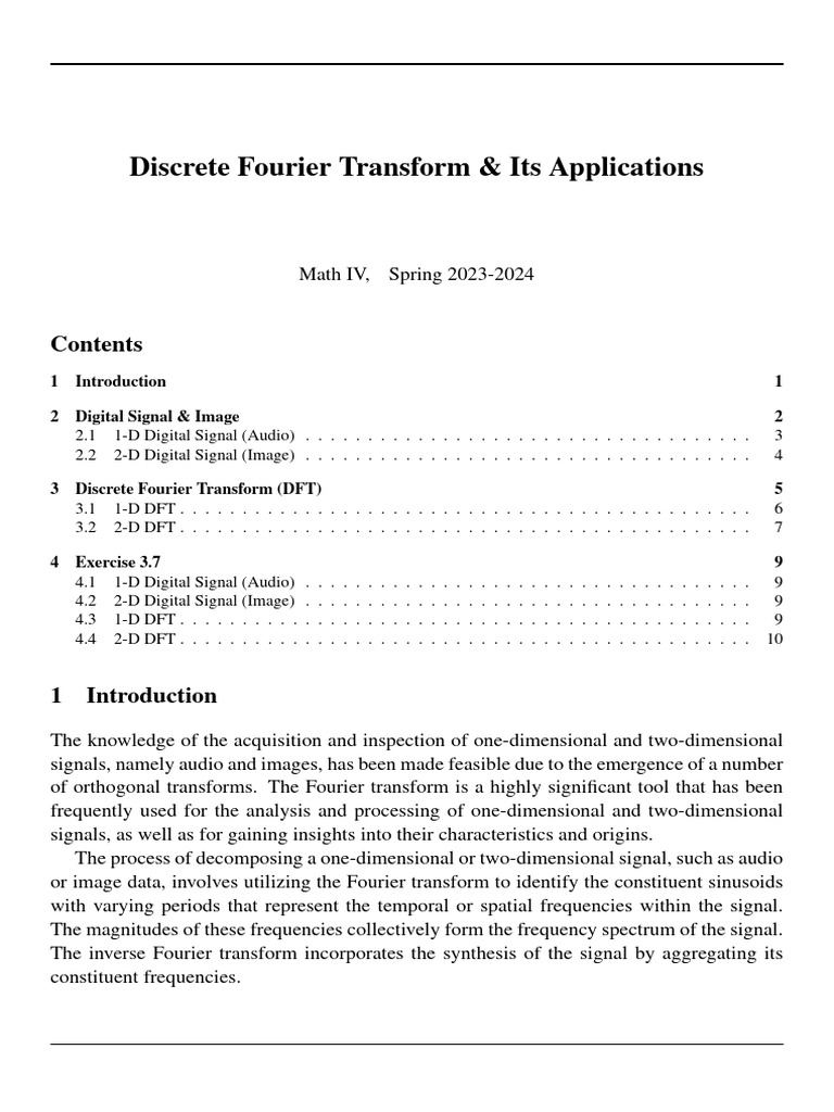 DFT With Its Applications | PDF | Discrete Fourier Transform | Signal Processing