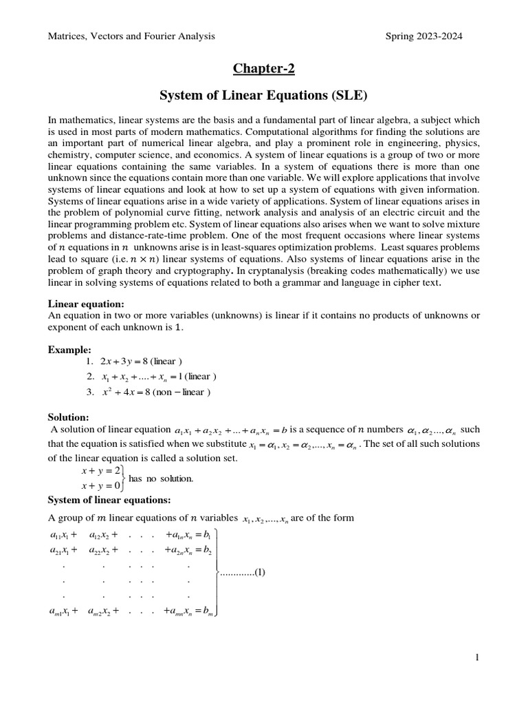 Understanding Linear Equations Systems | PDF | System Of Linear ...