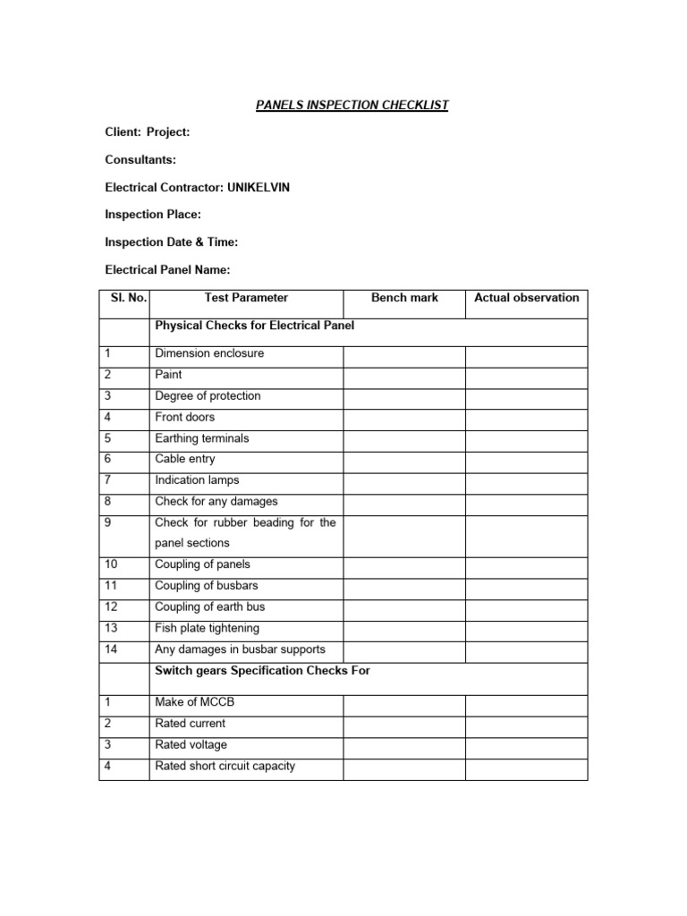 Hvac Panel Inspection Checklist | PDF | Transformer | Relay