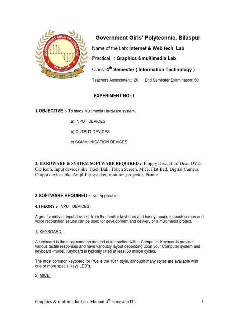 Graphics & Multimedia Lab Manual | PDF | Computer Keyboard | Digital Subscriber Line