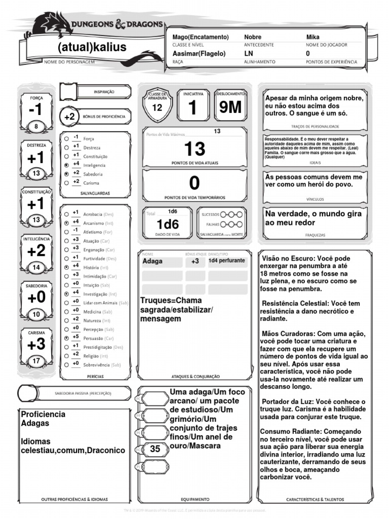 Ficha Manual DnD5e 1 | PDF