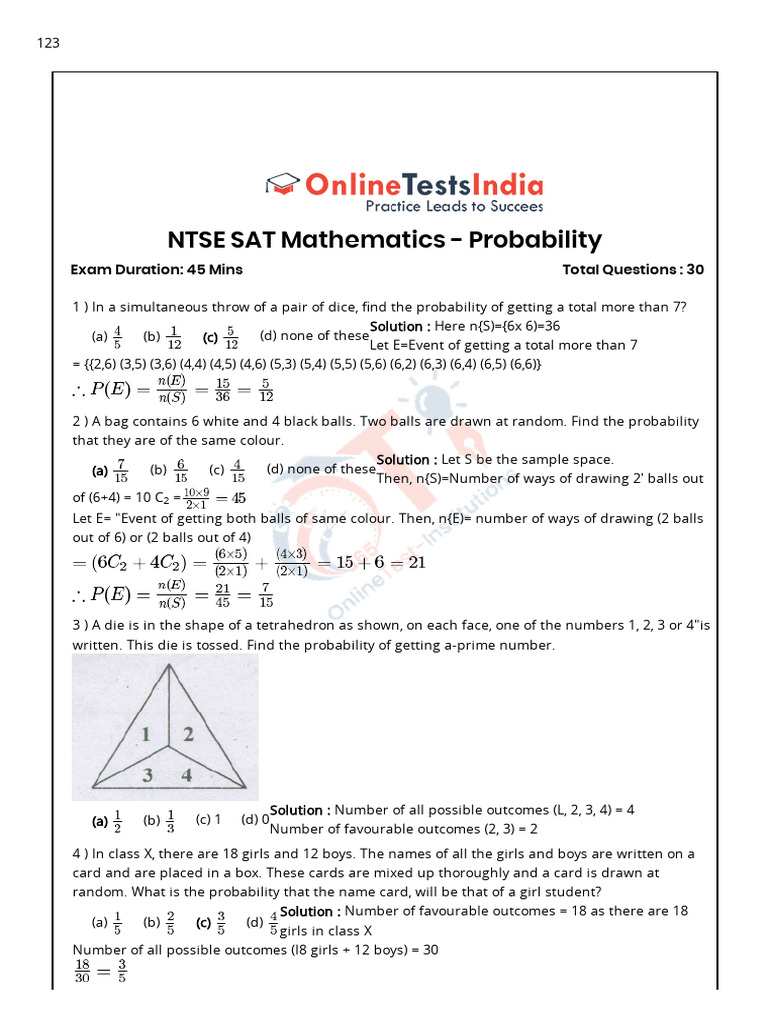 Probability Problems and Solutions | PDF | Probability Theory | Probability