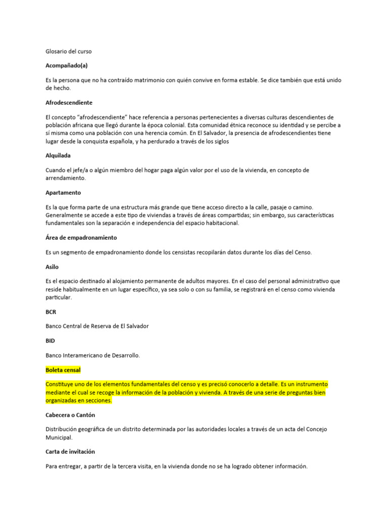 Glosario, BCR | PDF | Censo | edificio