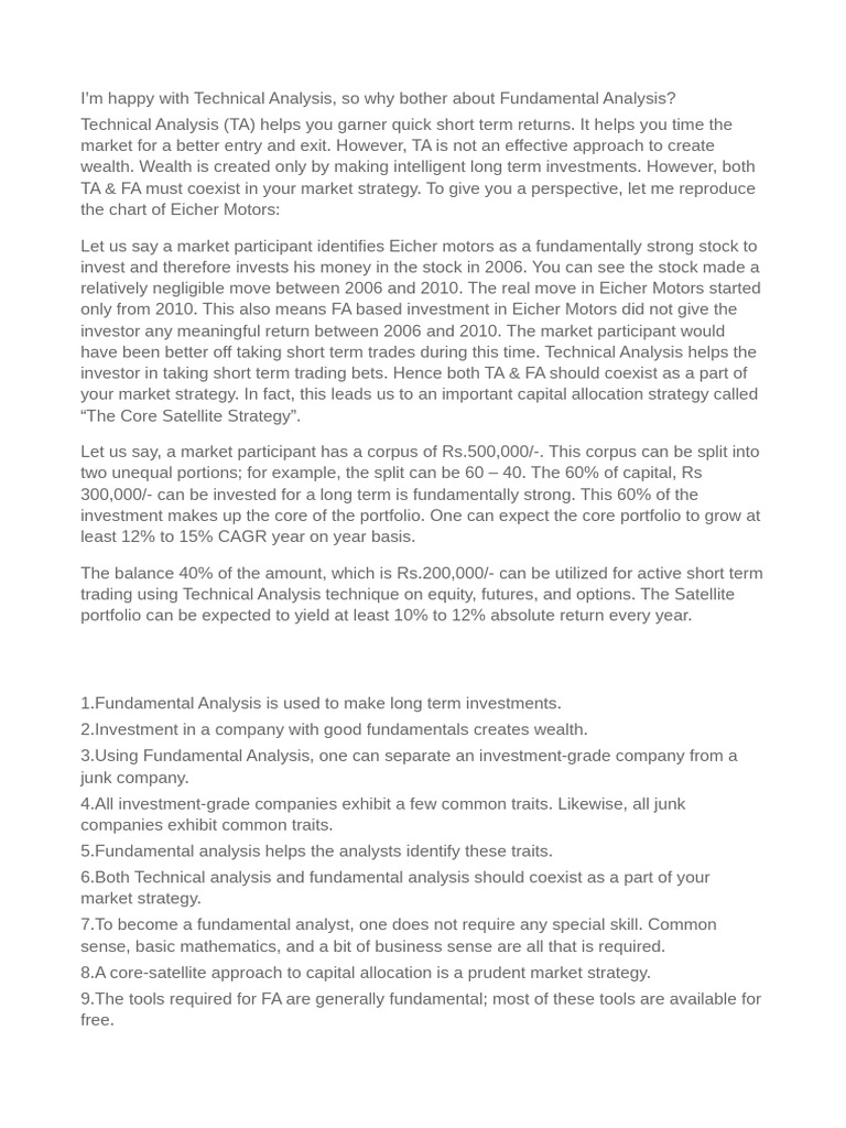 Integrating TA and FA for Investment Success | PDF | Technical Analysis ...