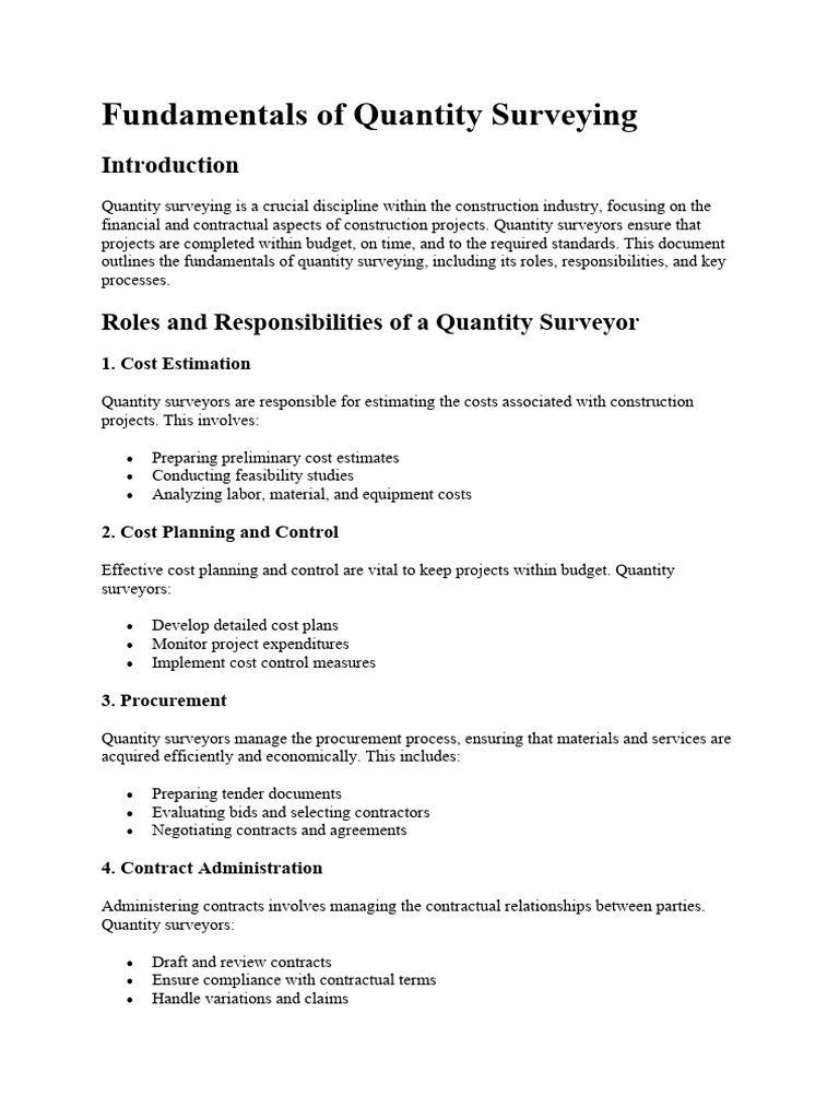 Fundamentals of Quantity Surveying | PDF | Procurement | Surveying