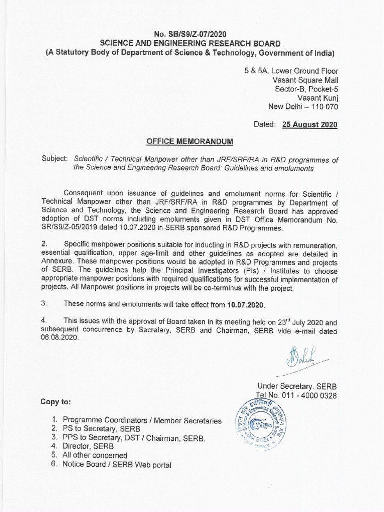 OM-Manpower Other Than JRF SRF RA | PDF