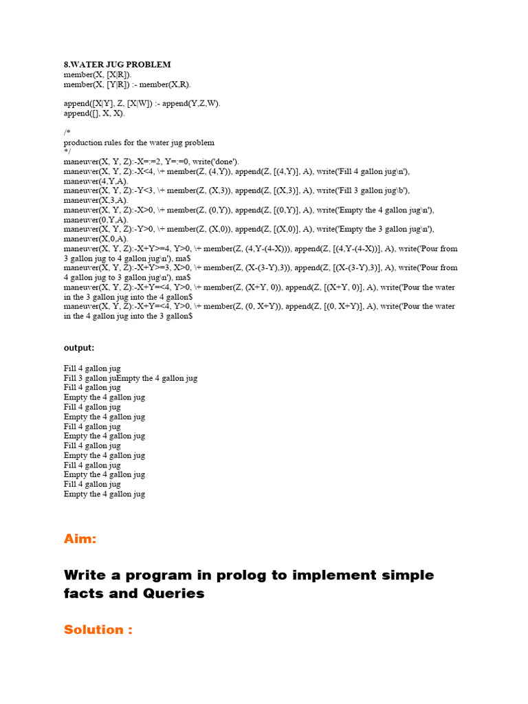 Ai Prolog Labmanual-2 | PDF | Mathematical Logic | Computer Programming Ai Prolog Labmanual-2 | PDF | Mathematical Logic | Computer Programming