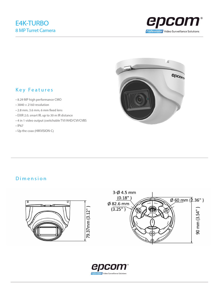 Cámara Domo Epcom TurboHD 4K (8MP) . | PDF