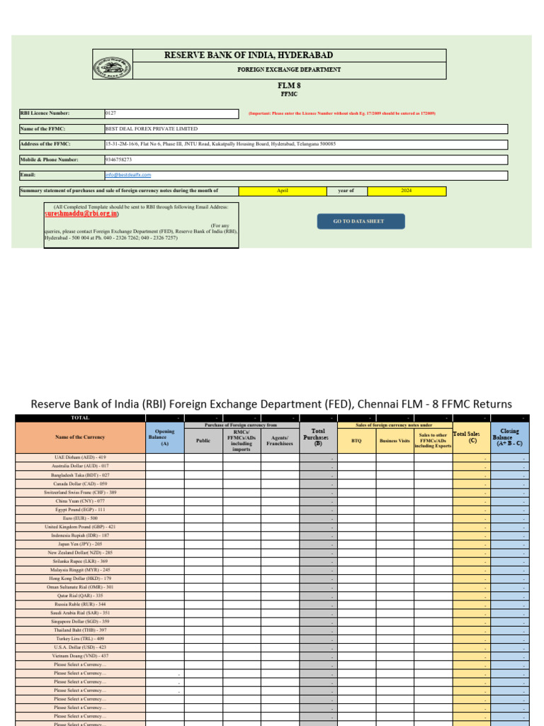 FLM 8 Format | PDF | Reserve Bank Of India | Federal Reserve