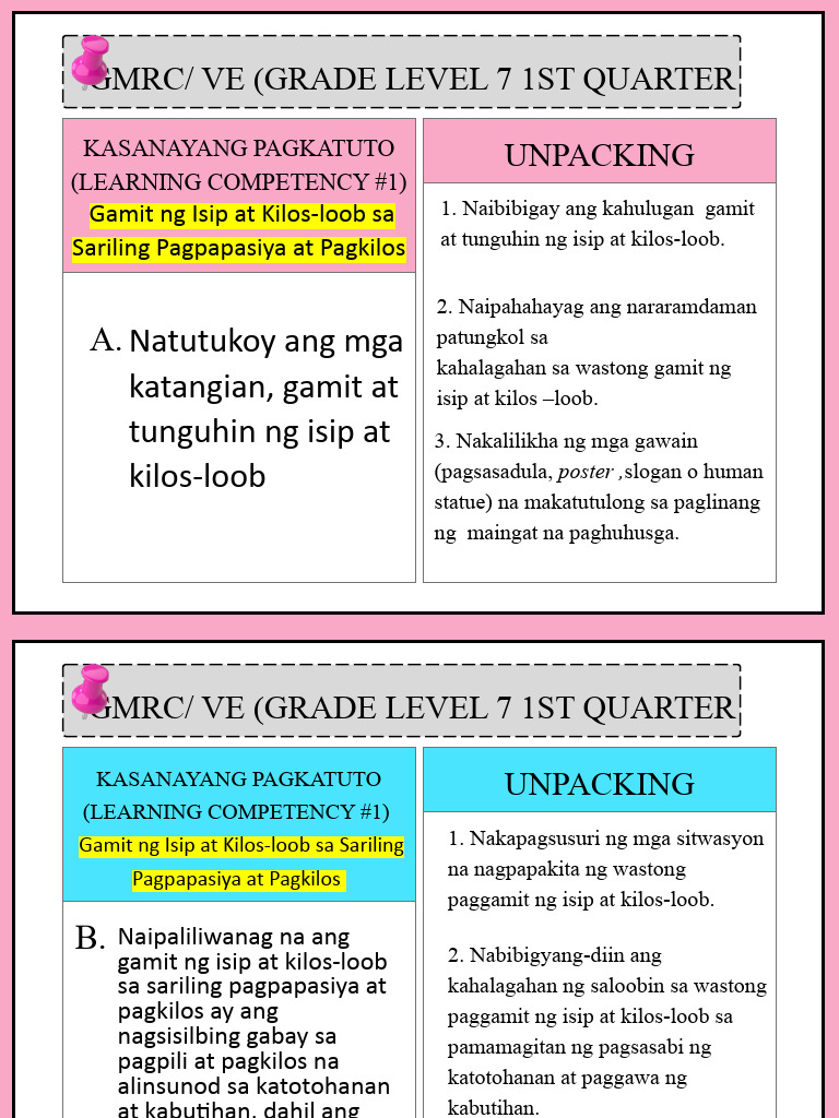 LC 1 GMRC Ve Grade Level 7 1st Quarter | PDF