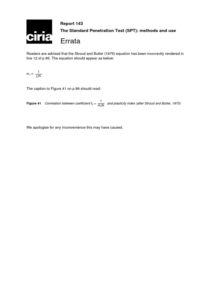 Errata: Report 143 The Standard Penetration Test (SPT) : Methods and ...