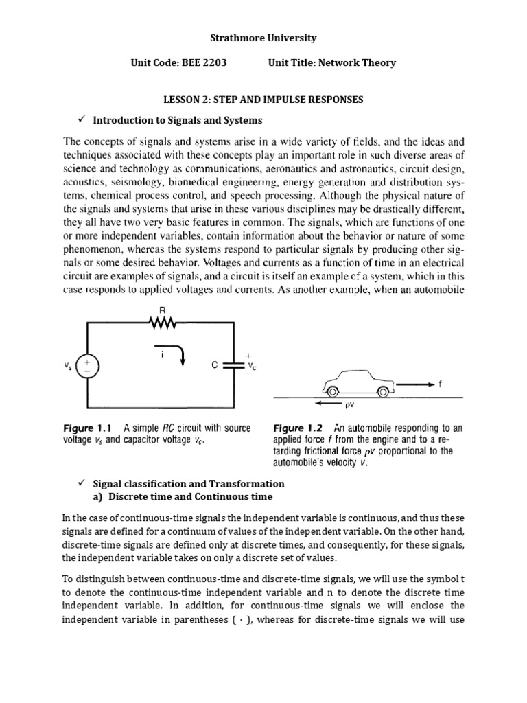 Lesson 2 Step and Impulse Responses | PDF | Discrete Time And ...