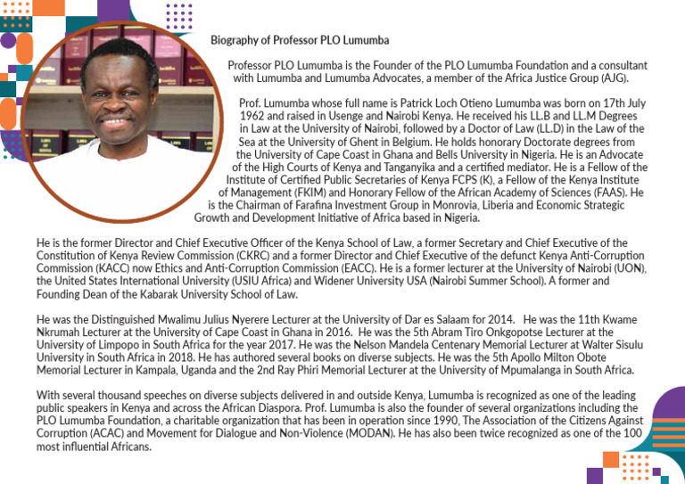 Bio Prof PLO Lumumba | PDF | Julius Nyerere