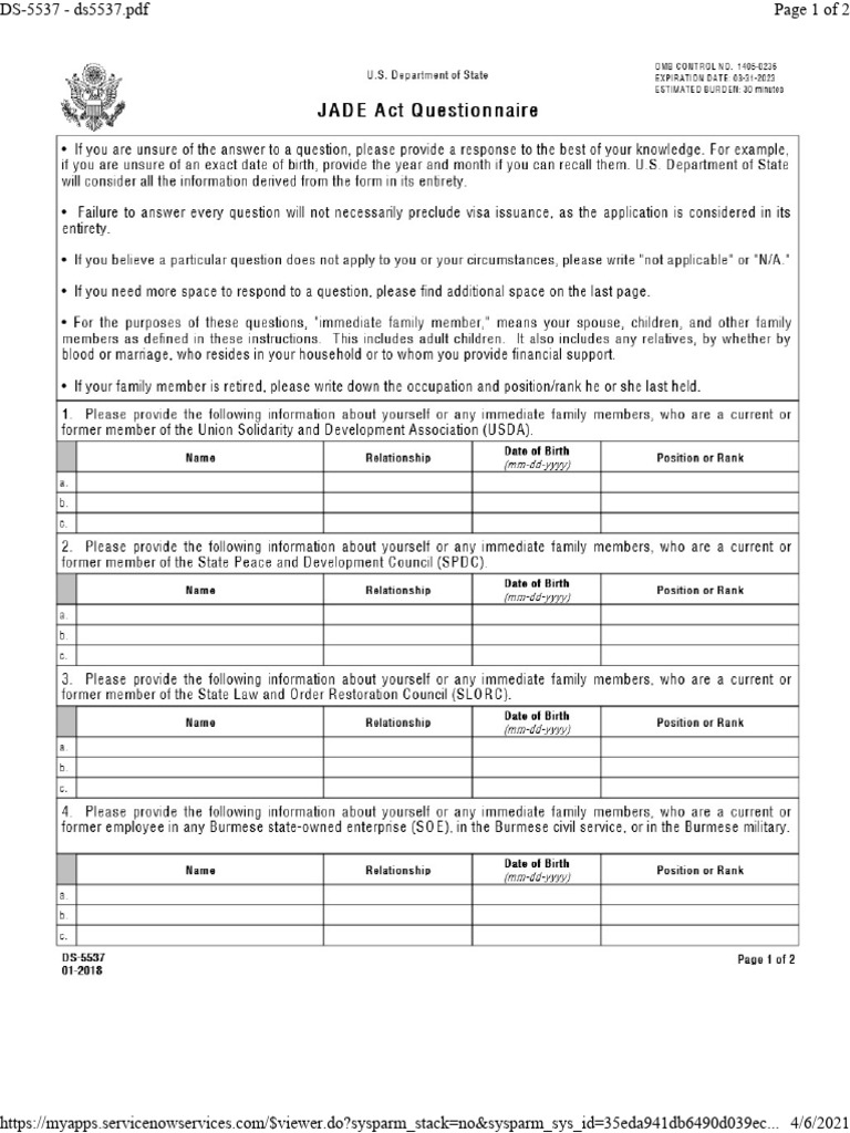 DS-5537 Form PDF Document | PDF