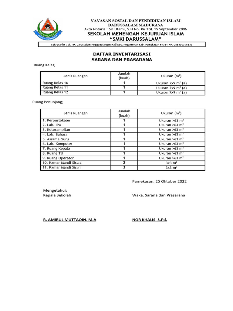 Daftar Sarpras | PDF