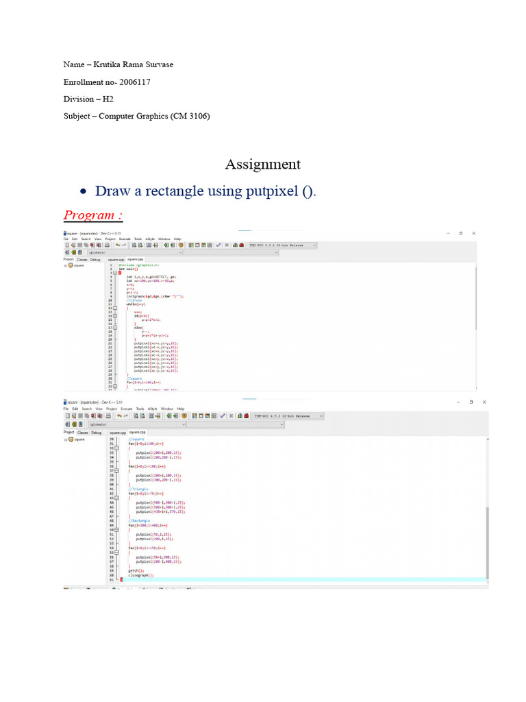 Krutika Rama Survase Assignment of CG | PDF | Computers