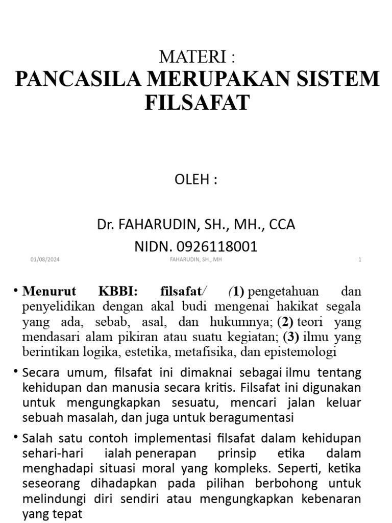 Materi 5 Pancasila Merupakan Sistem Filsafat | PDF