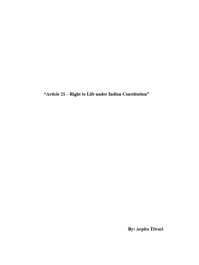 Article 21: Right to Life in India | PDF | Due Process Clause | Social ...