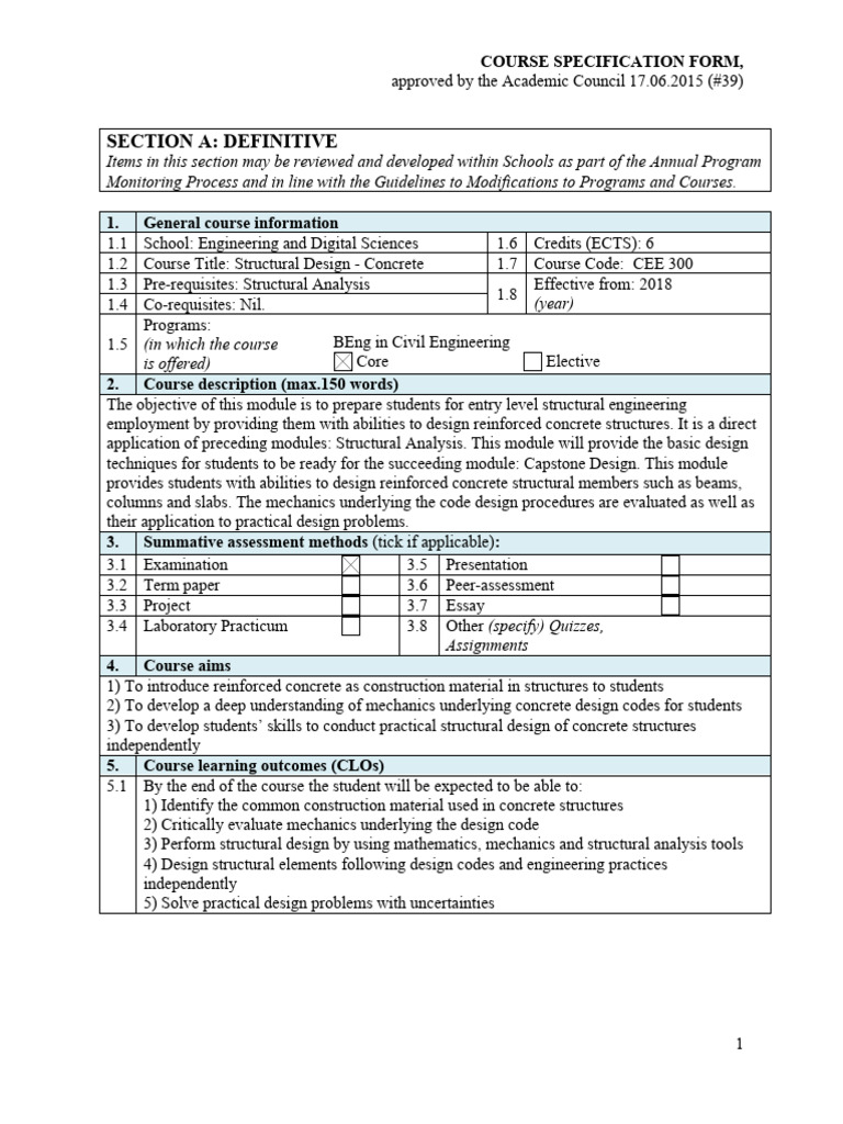 CSF-CEE 300 Structual Design Concrete-CEE TLC 11082021 | PDF | Beam ...