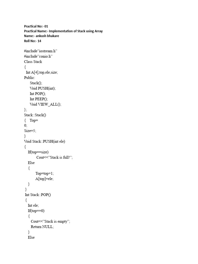 1) Stack Array | PDF 1) Stack Array | PDF