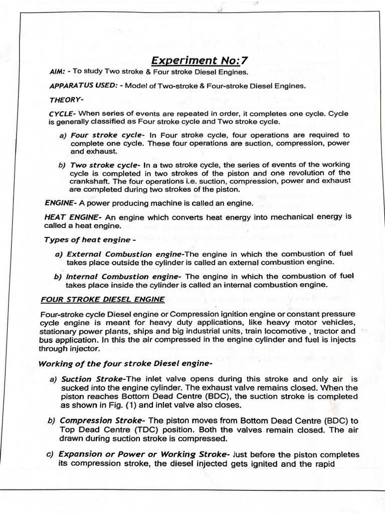 To Study Two Stroke And Four Stroke Diesel Engine Pdf