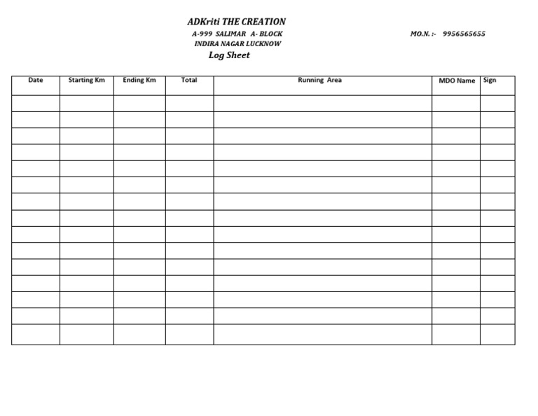 Log Book Sheet Formet-1 | PDF